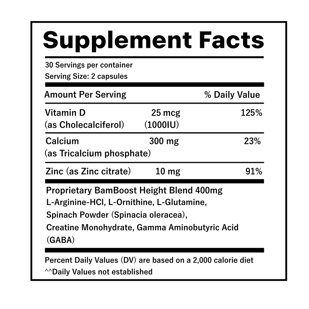 Ingredients – BamBoost Height